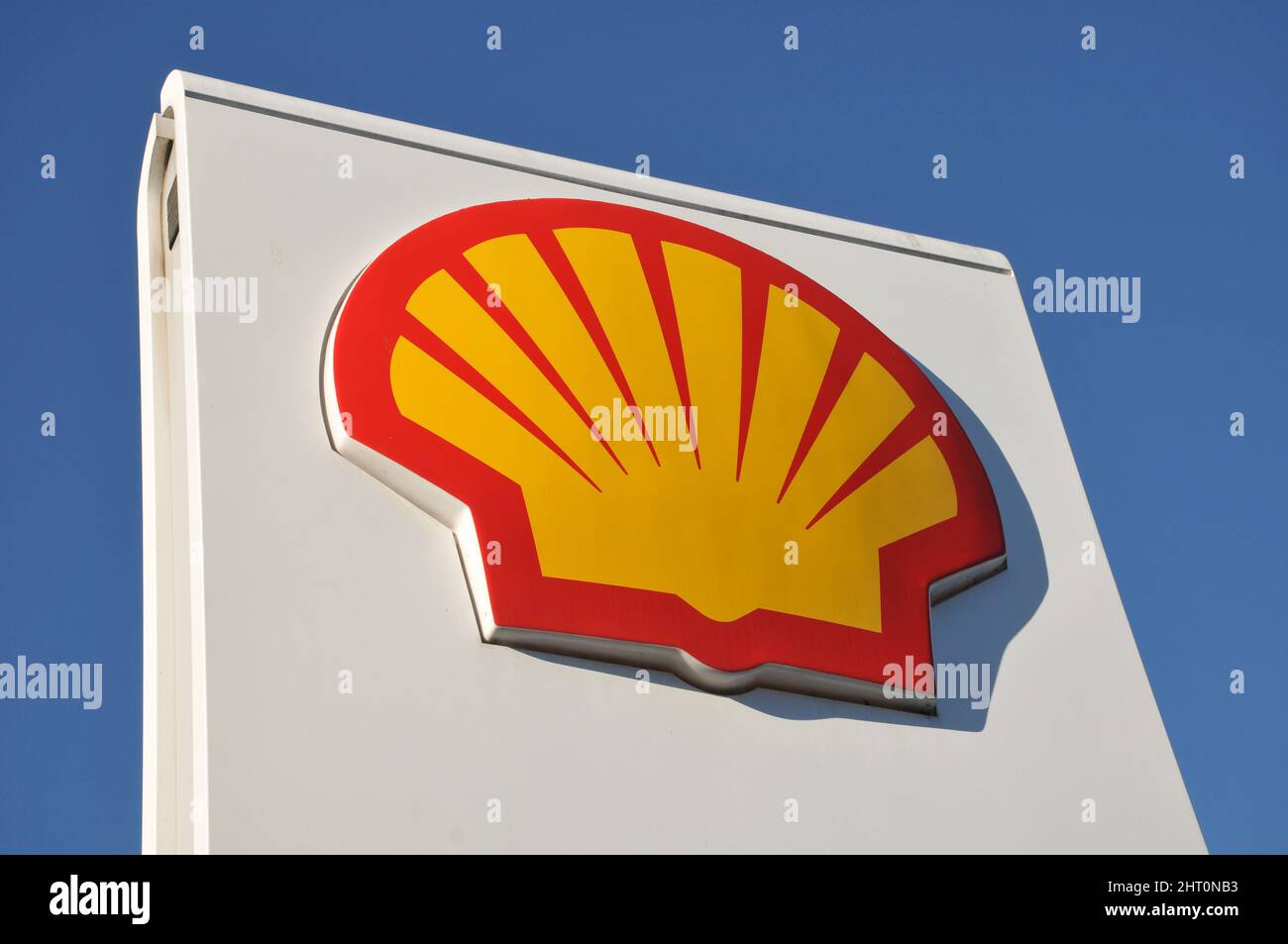 Copenhagen/Denmark./26 February 2022/.Shell gasoline station in Kastrup ...