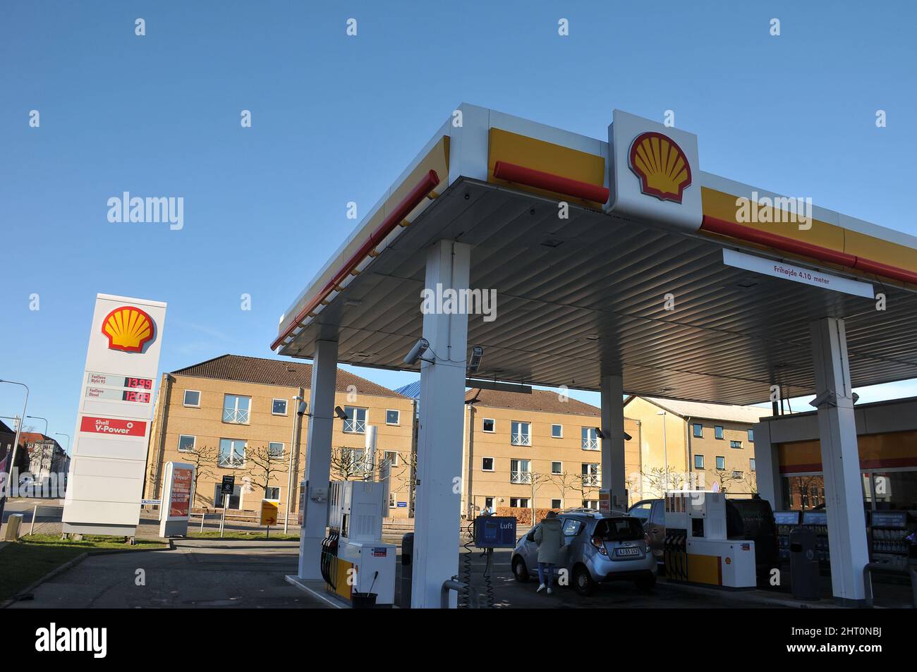 Copenhagen/Denmark./26 February 2022/.Shell gasoline station in Kastrup ...