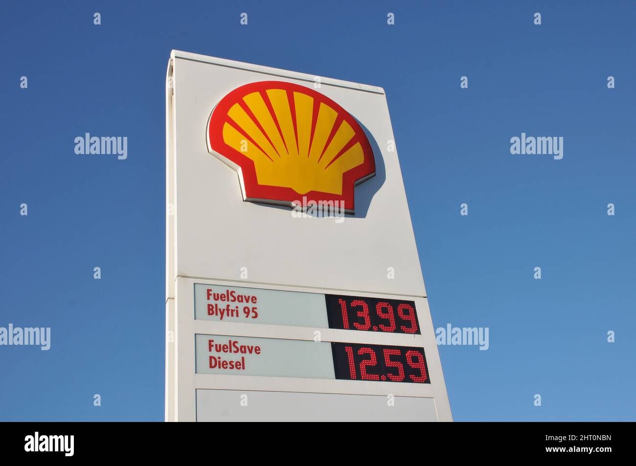 Copenhagen/Denmark./26 February 2022/.Shell gasoline station in Kastrup ...