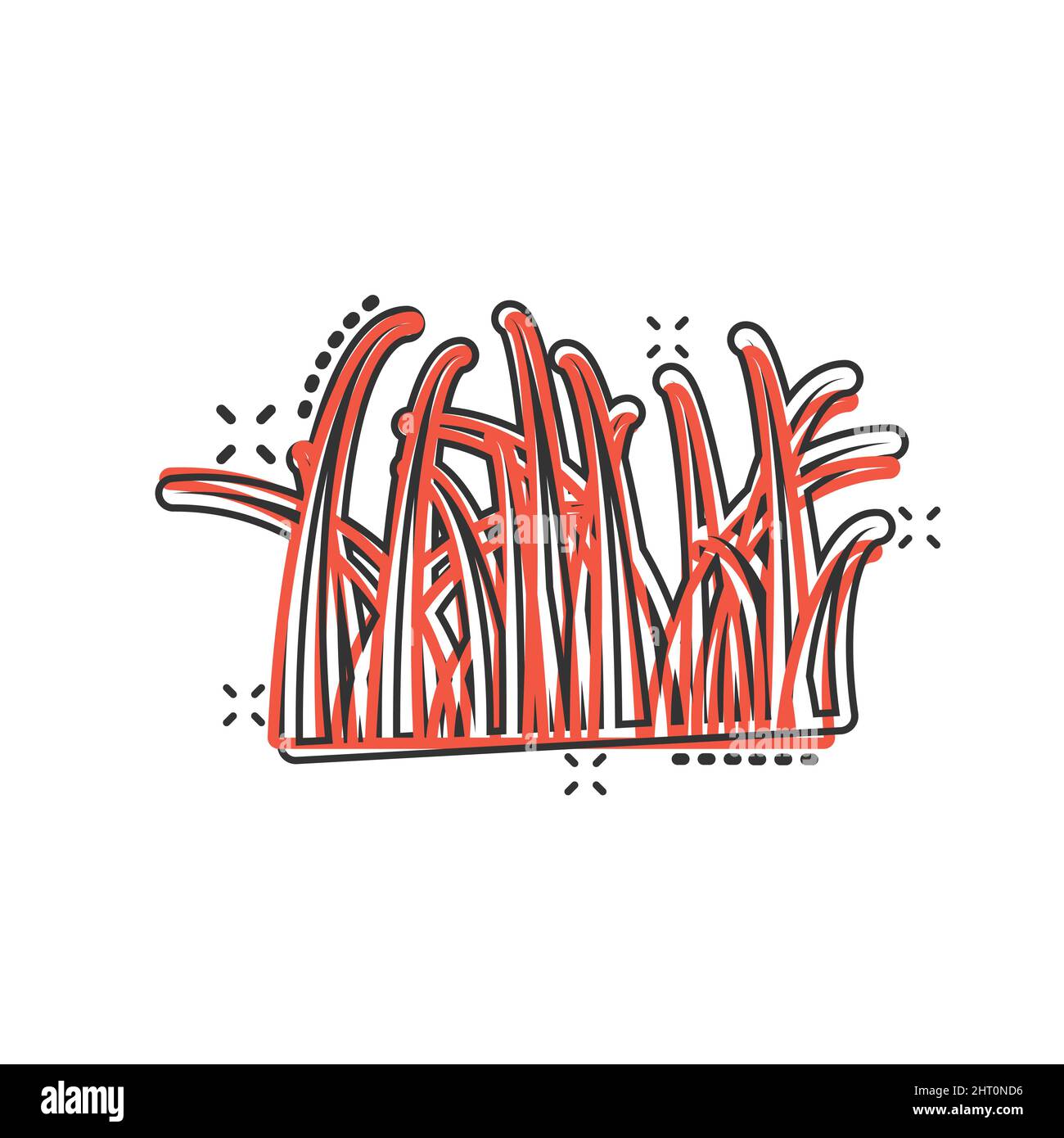 Grass icon in comic style. Eco lawn cartoon vector illustration on ...