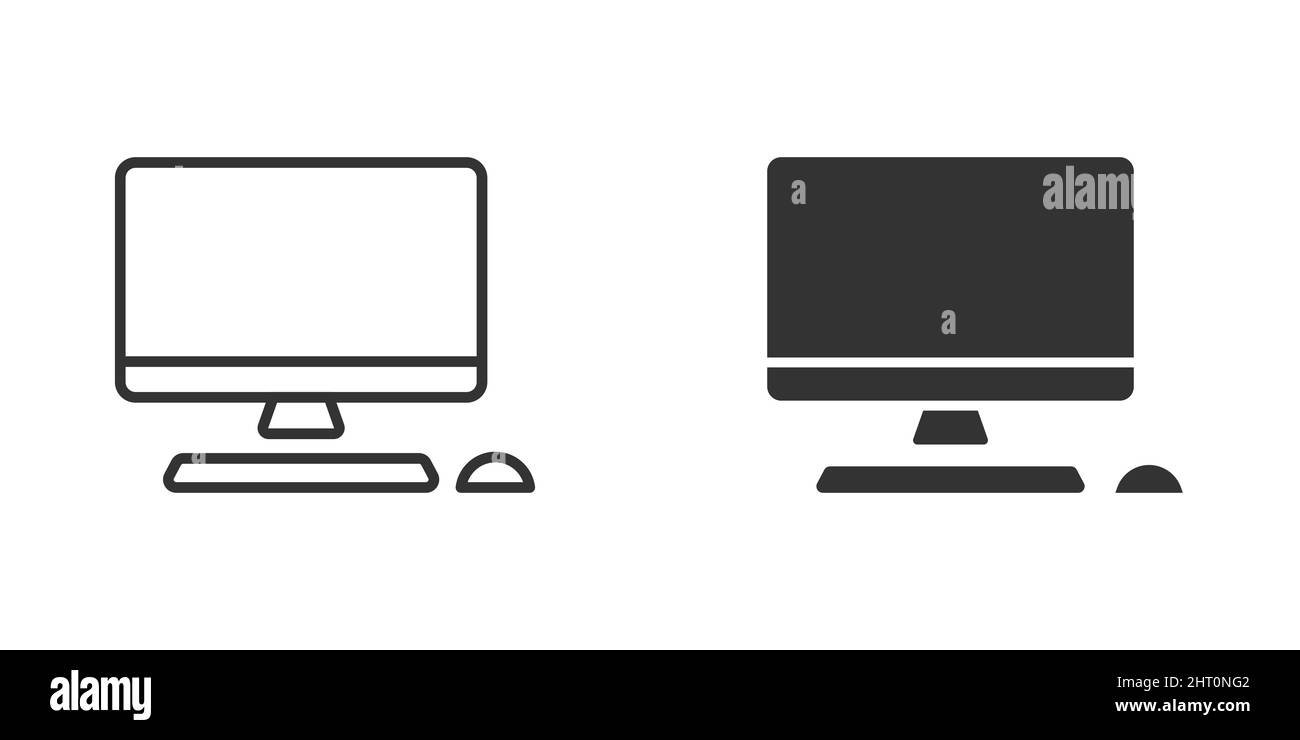 Personal computer in flat style. Desktop pc vector illustration on ...
