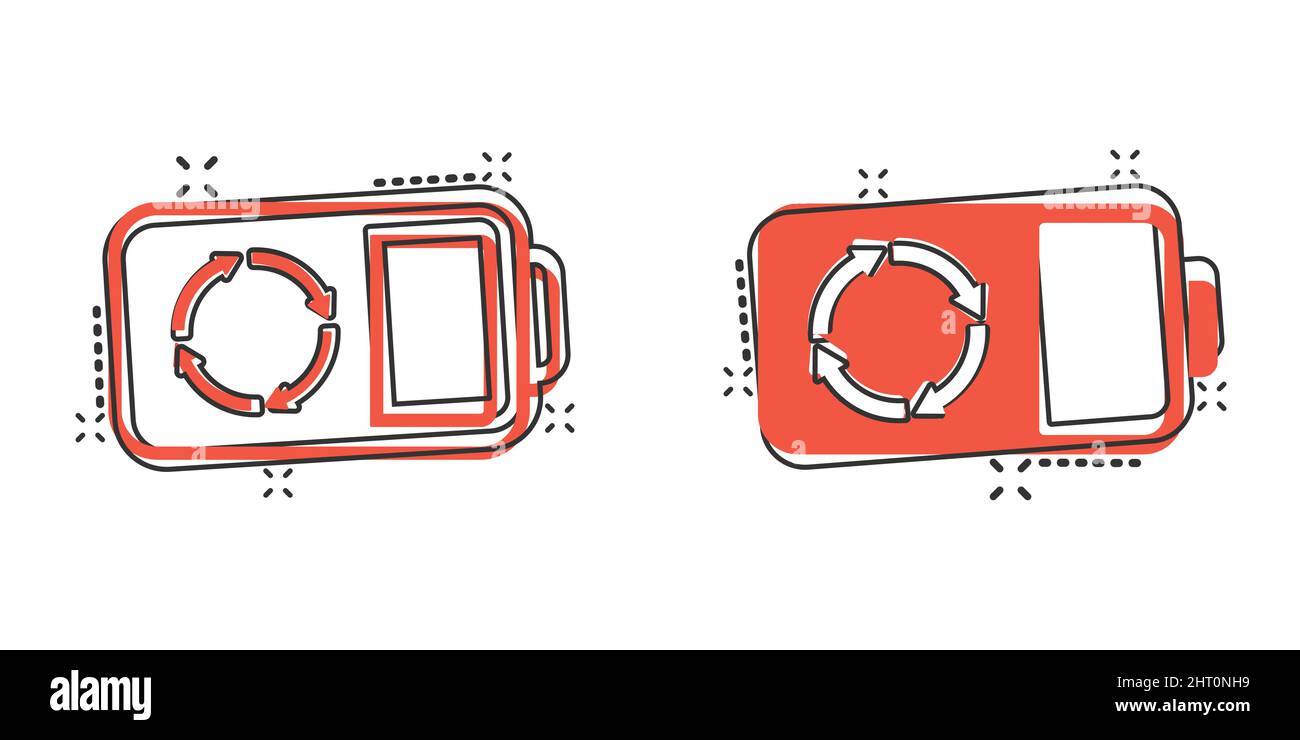 Battery icon in comic style. Accumulator cartoon vector illustration on ...