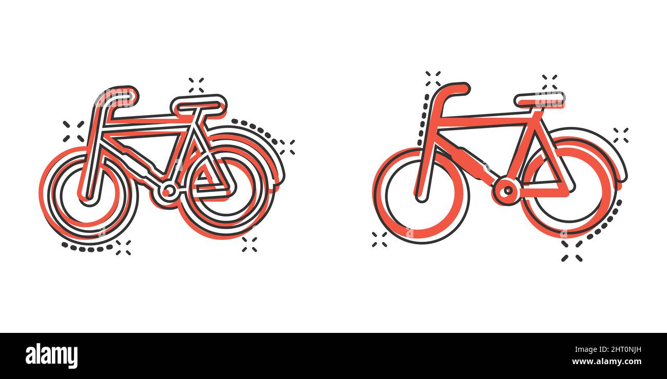 Bicycle icon in comic style. Bike exercise cartoon vector illustration ...
