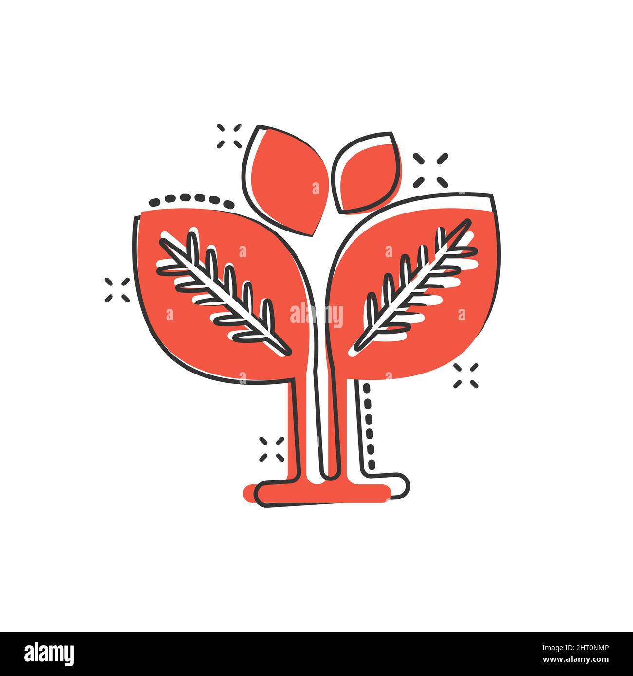 Leaf icon in comic style. Plant cartoon vector illustration on white ...