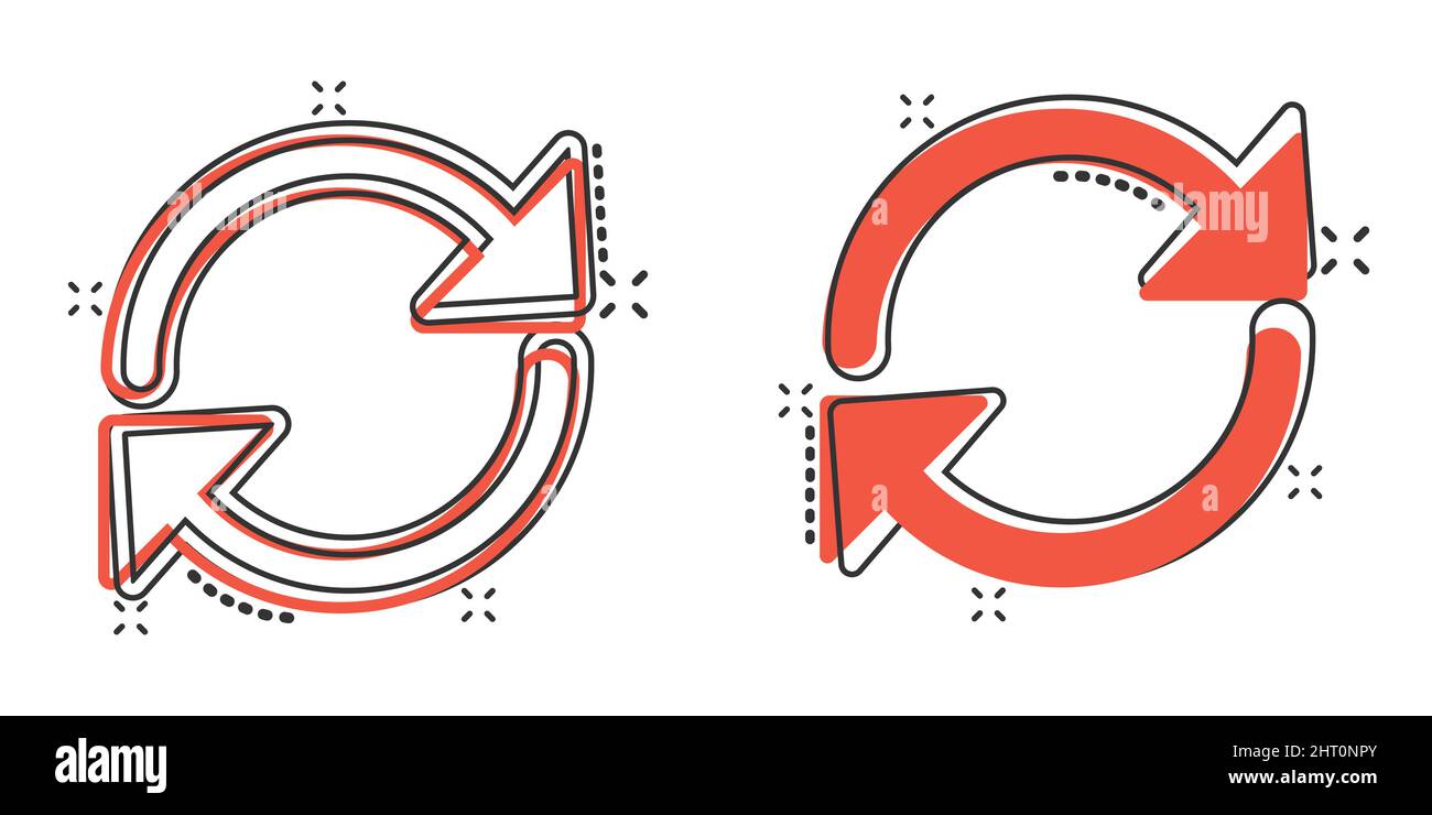 Recycle icon in comic style. Reuse cartoon vector illustration on white ...