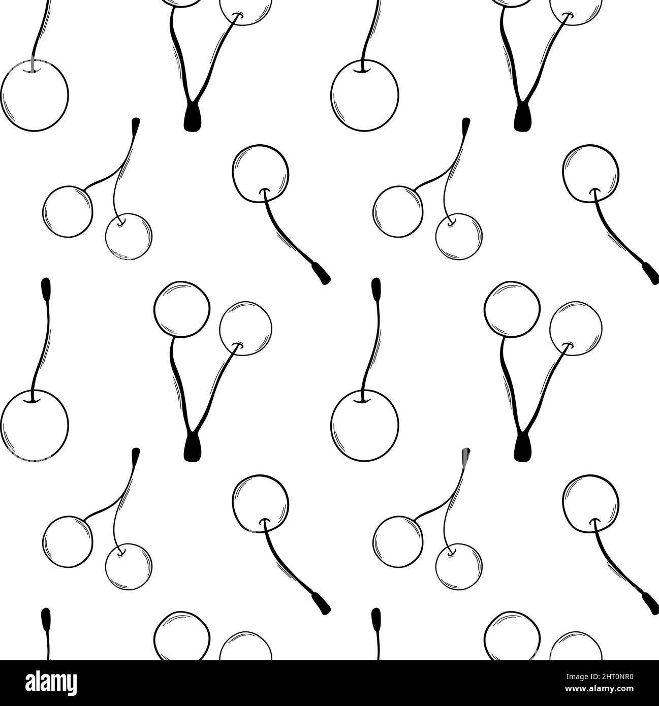 Doodle style cherries seamless pattern on white Stock Vector Image ...