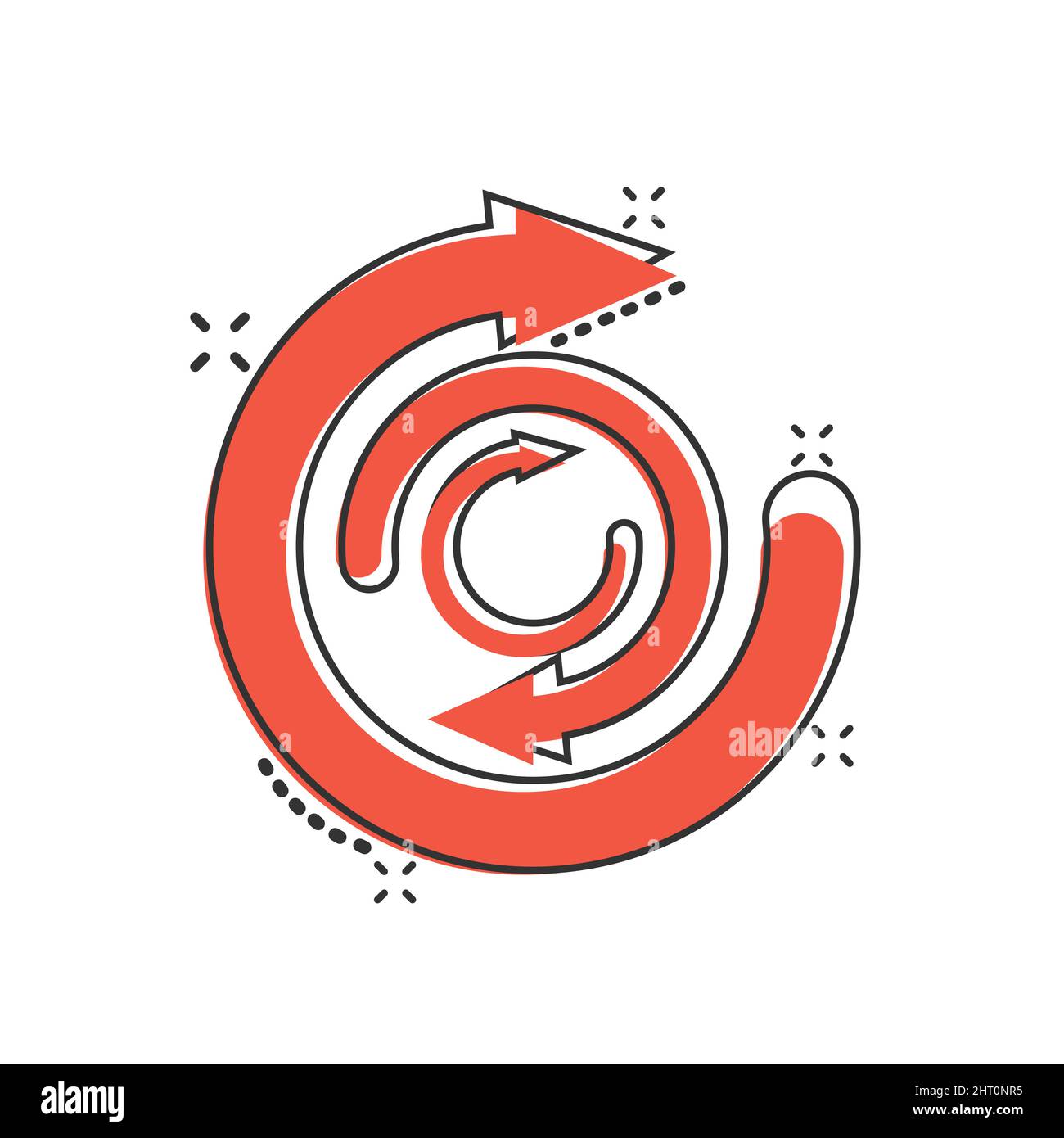 Arrow cycle icon in comic style. Recycle eco cartoon vector ...