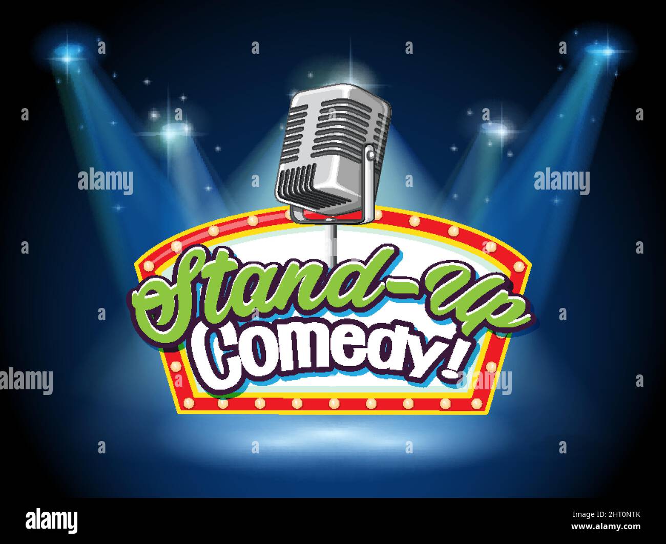 Stand up comedy banner with vintage microphone illustration Stock ...