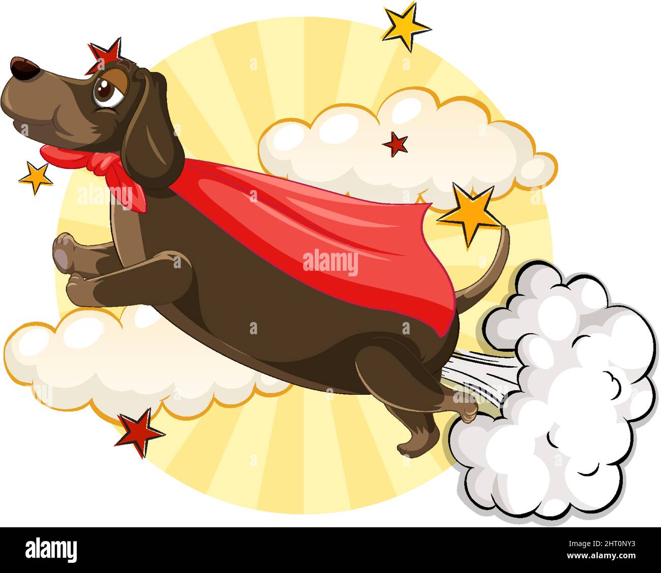 Dog with red cape flying illustration Stock Vector Image & Art - Alamy