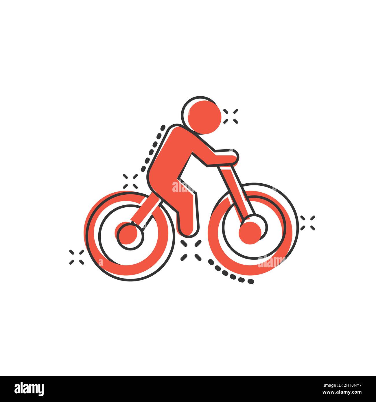 Bicycle icon in comic style. Bike with people cartoon vector ...