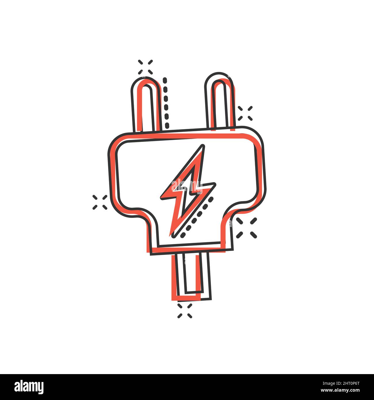 Electric plug icon in comic style. Power adapter cartoon vector ...