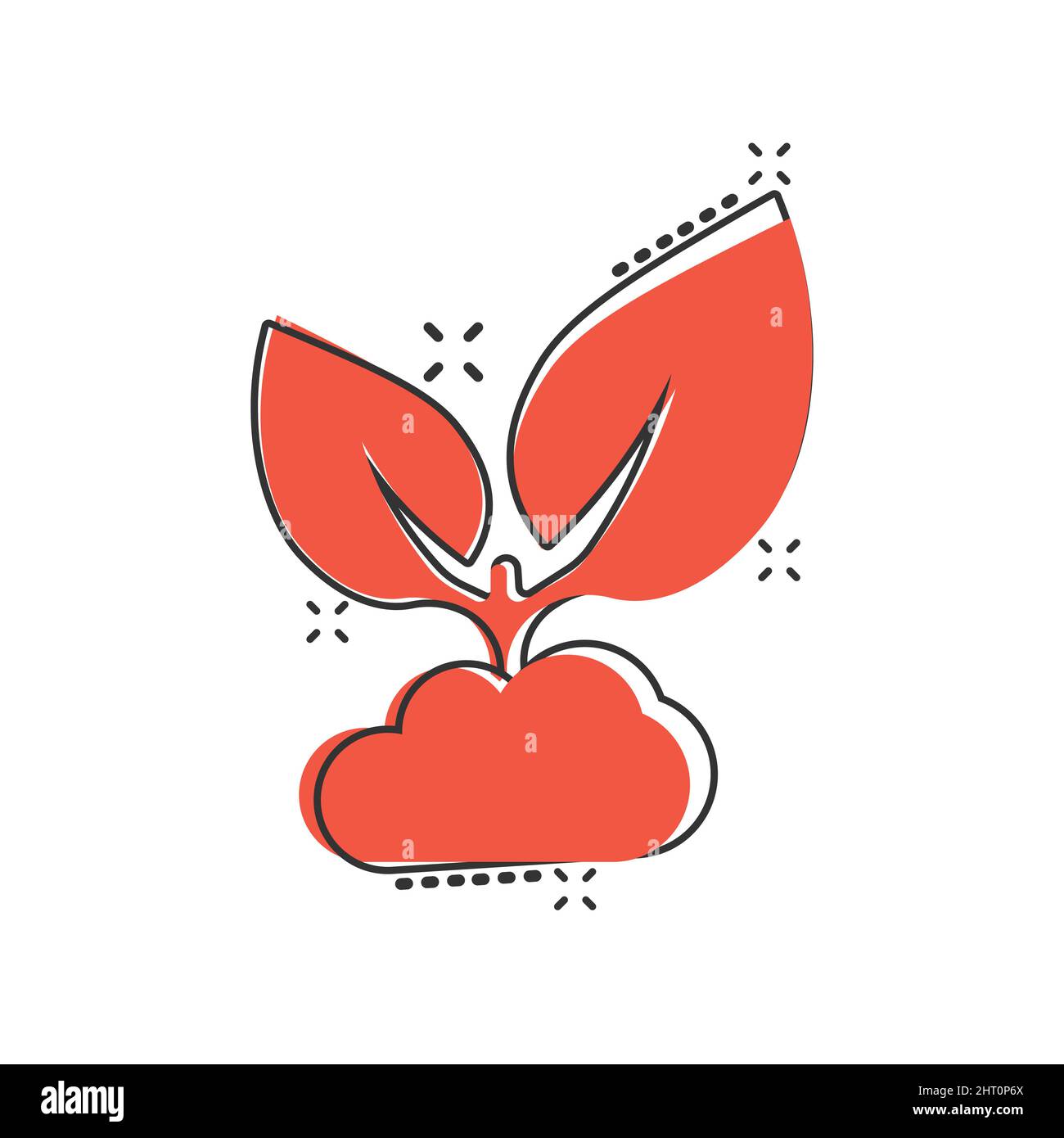Leaf icon in comic style. Plant cartoon vector illustration on white ...