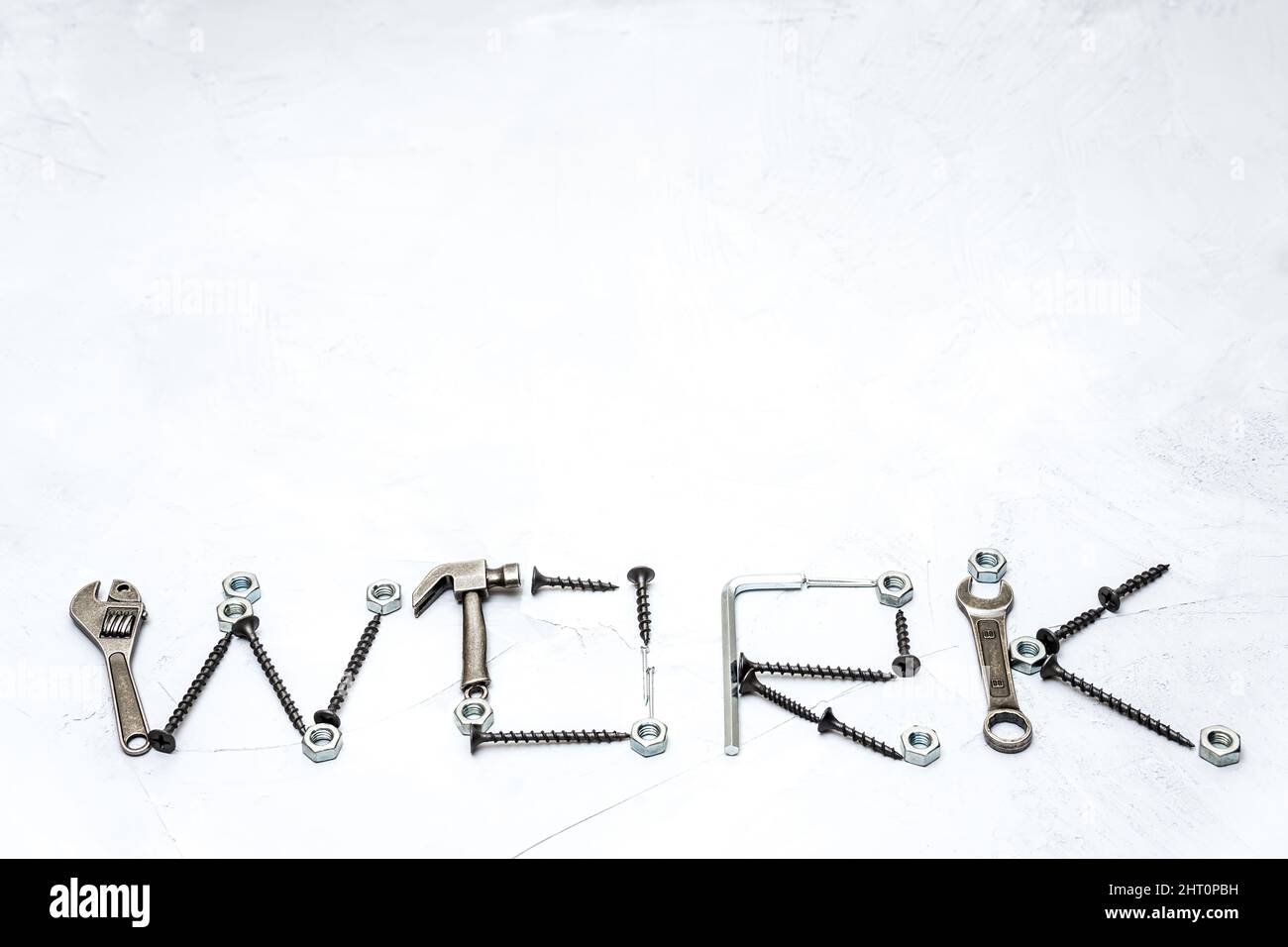 Word work made from fasteners hi-res stock photography and images - Alamy
