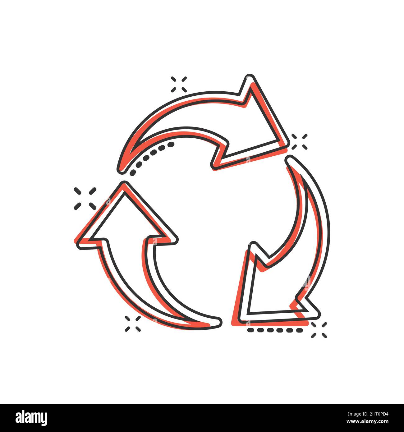 Recycle icon in comic style. Reuse cartoon vector illustration on white ...