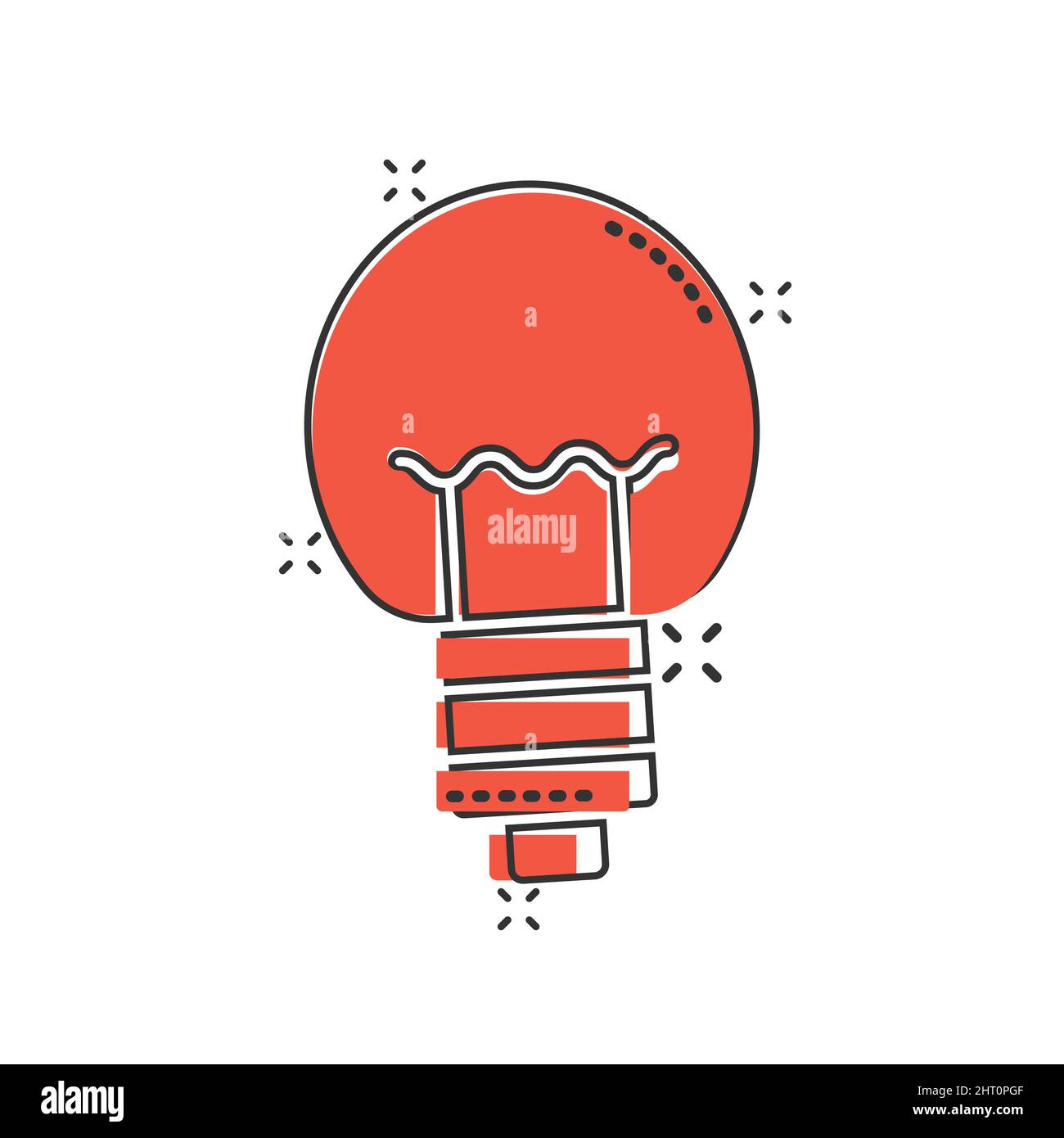 Light bulb icon in comic style. Lightbulb cartoon vector illustration ...