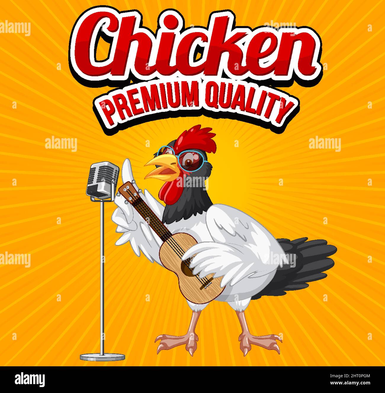 Chicken premium quality banner with chicken cartoon character ...