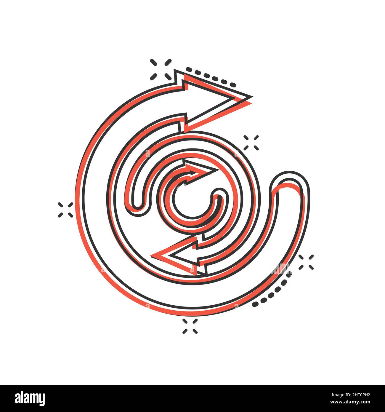 Arrow cycle icon in comic style. Recycle eco cartoon vector ...