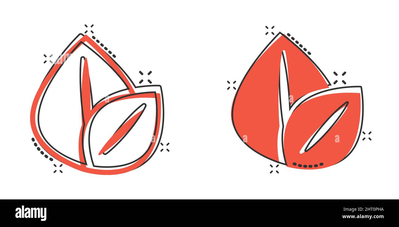 Leaf icon in comic style. Plant cartoon vector illustration on white ...