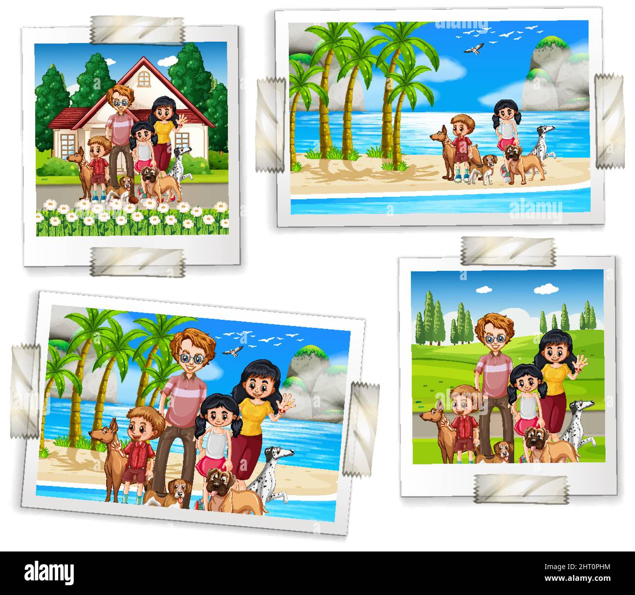 Set of family photos in cartoon style illustration Stock Vector Image ...