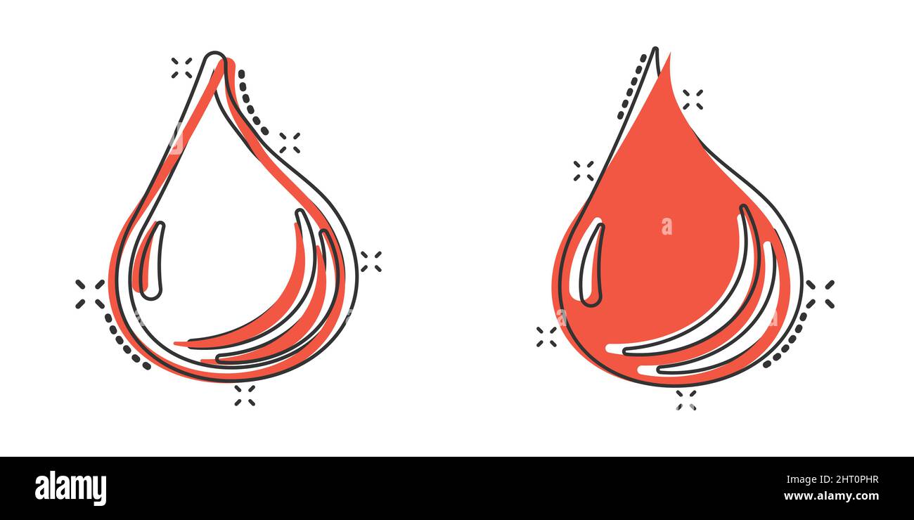 Water drop icon in comic style. Liquid cartoon vector illustration on ...