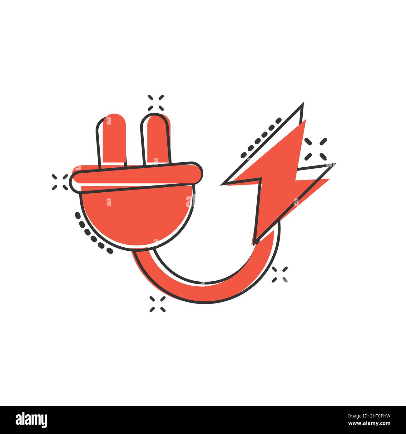 Electric plug icon in comic style. Power adapter cartoon vector ...