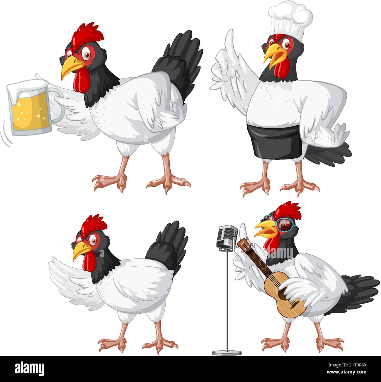 Different chickens cartoon characters illustration Stock Vector Image ...