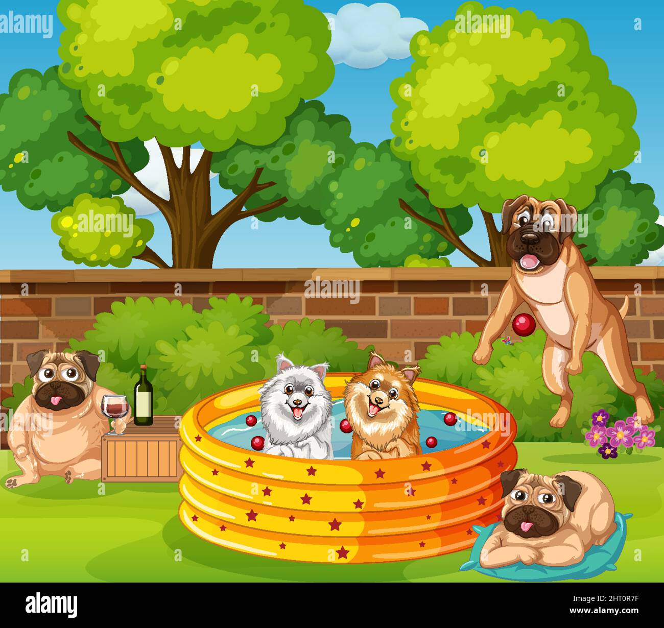 Many dogs playing in the park illustration Stock Vector Image & Art - Alamy