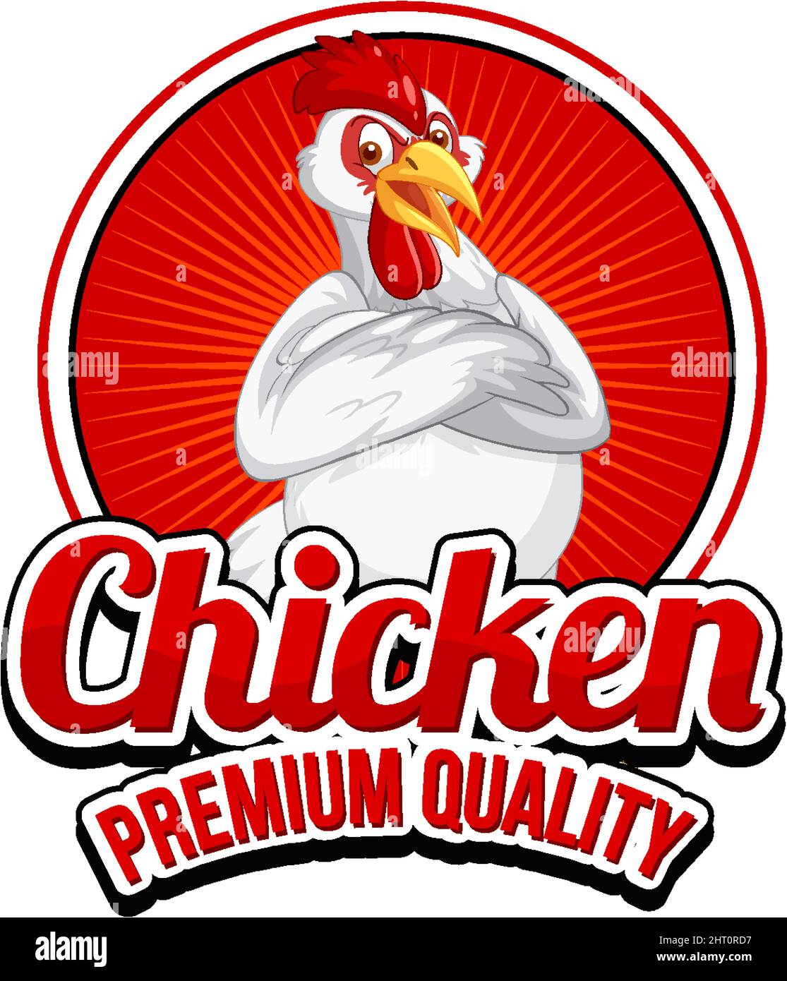Chicken Premium Quality banner with chicken cartoon character ...