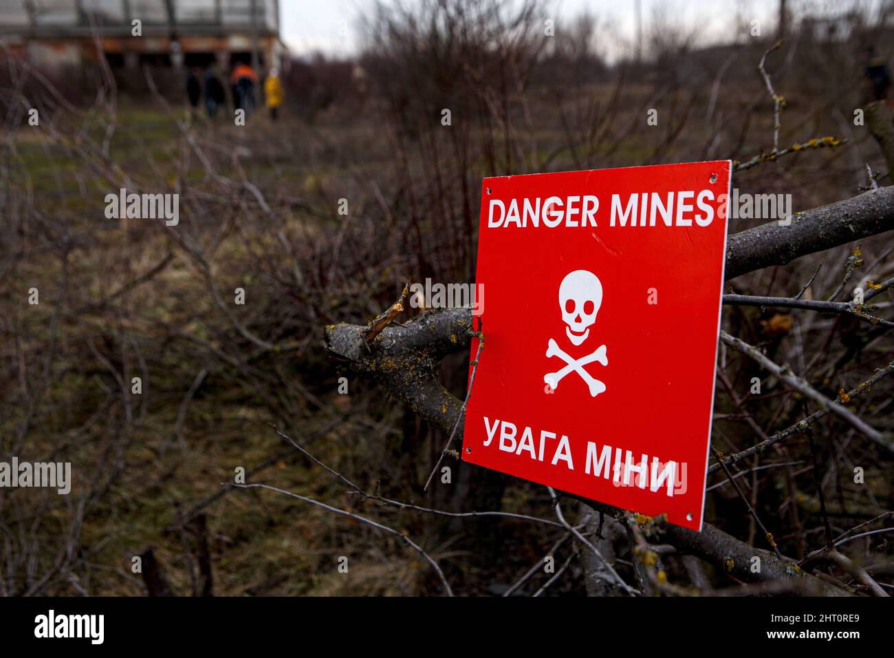 Non Exclusive: SIURTE, UKRAINE - FEBRUARY 19, 2022 - The red 'Danger ...