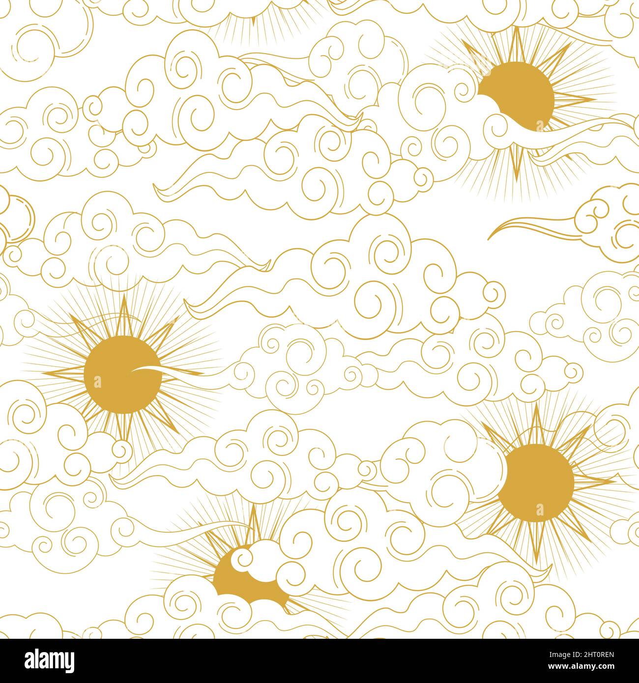 Traditional oriental ornament.Clouds floating in the sky.Tibetan or ...