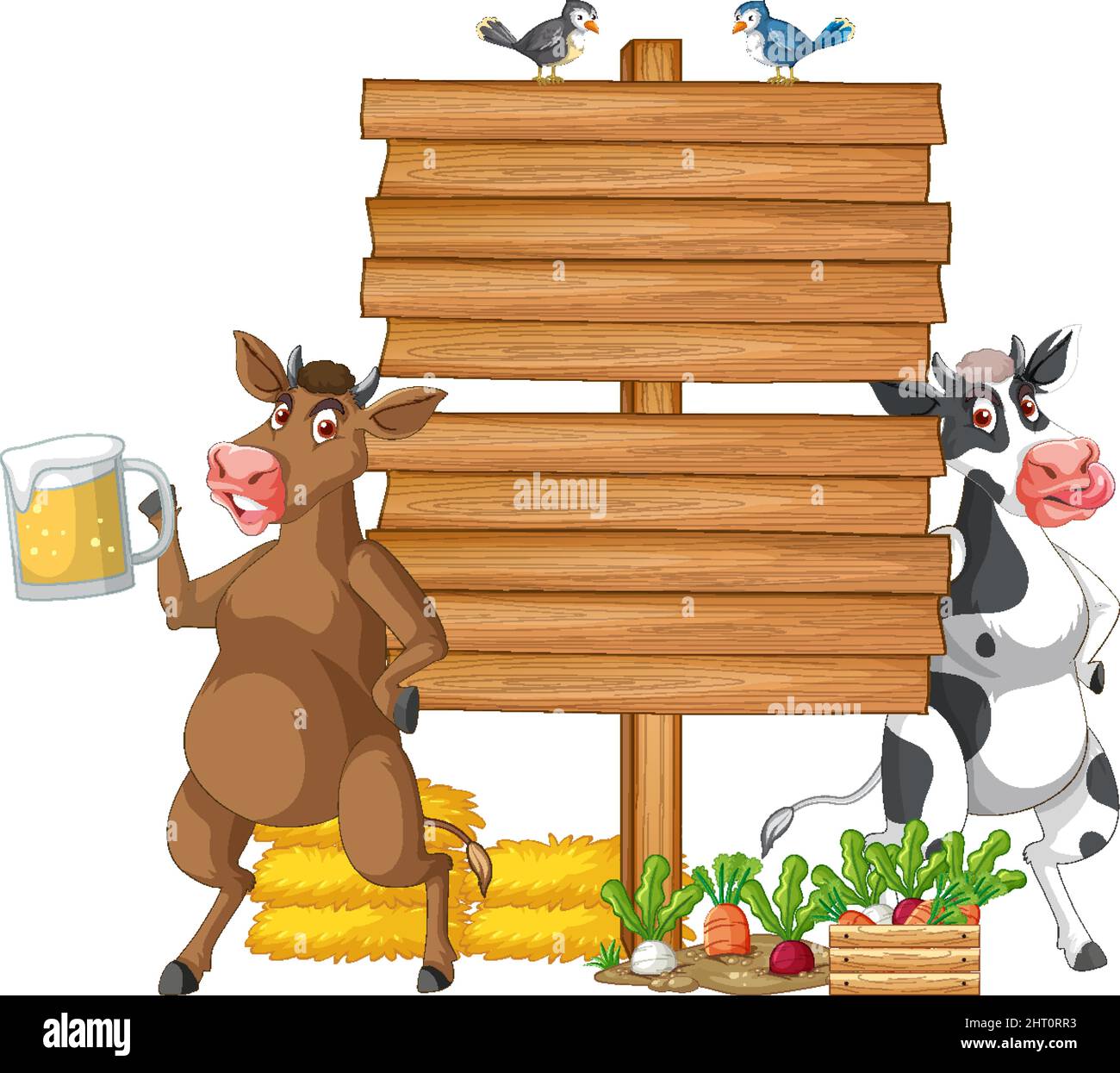 Cow with wooden sign banner illustration Stock Vector Image & Art - Alamy