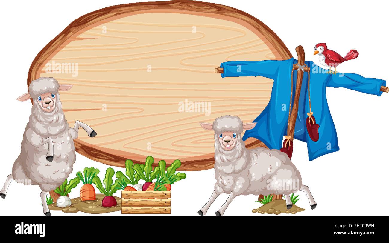 Sheep with wooden sign banner illustration Stock Vector Image & Art - Alamy
