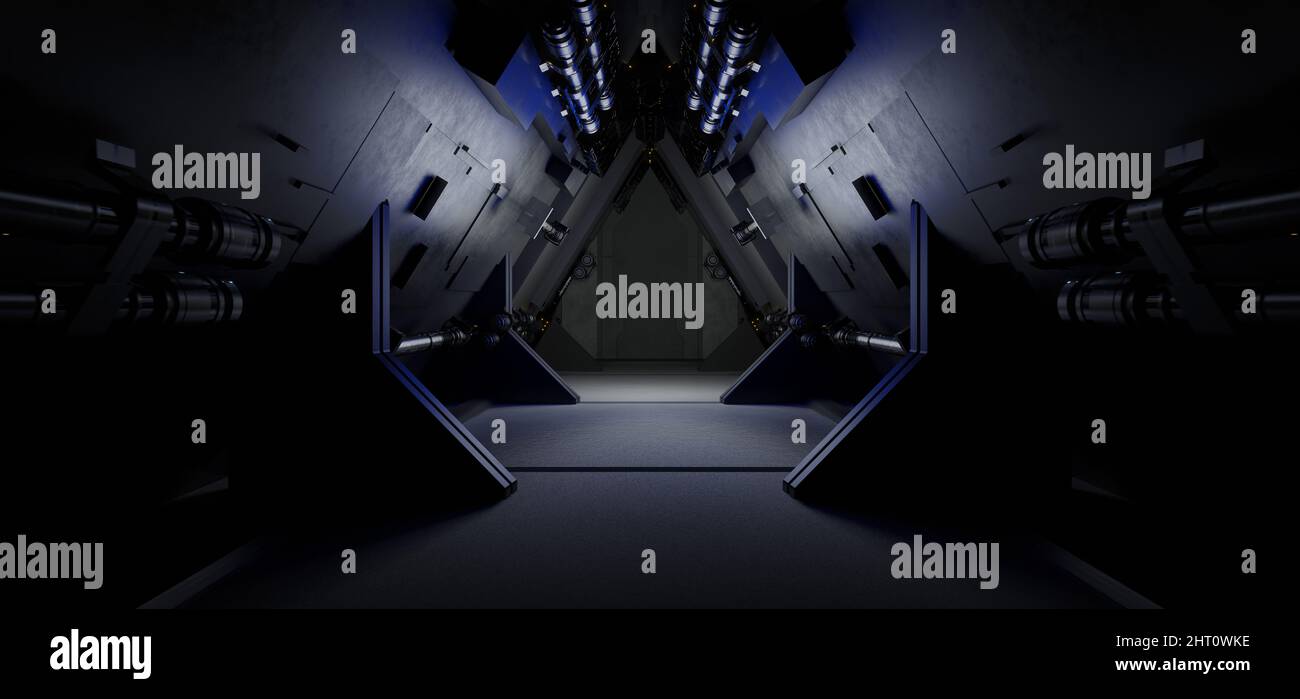 Modern Digital Simulation Empty Hallway Corridor Room Garage Studio ...