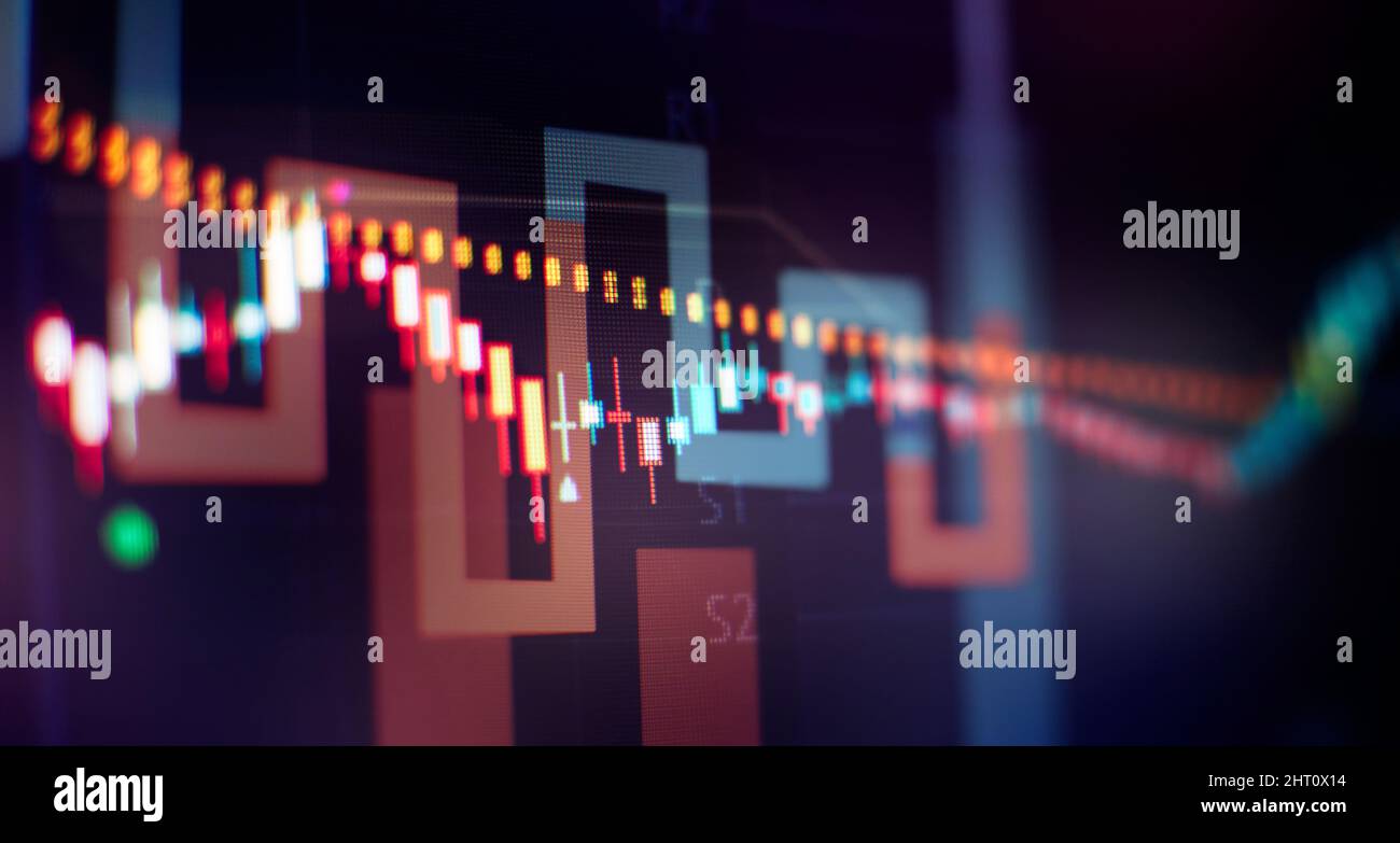 Abstract financial graph with candle stick and bar chart of stock ...