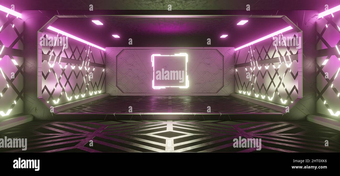 Cyber Metallic Cement Interior Neon Lighted Dim Purple Colors ...