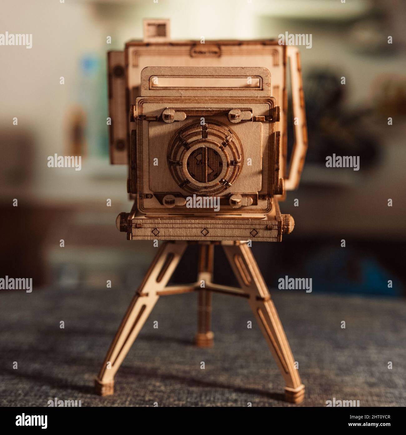 Closeup shot of an old film camera constructor puzzle made of small ...