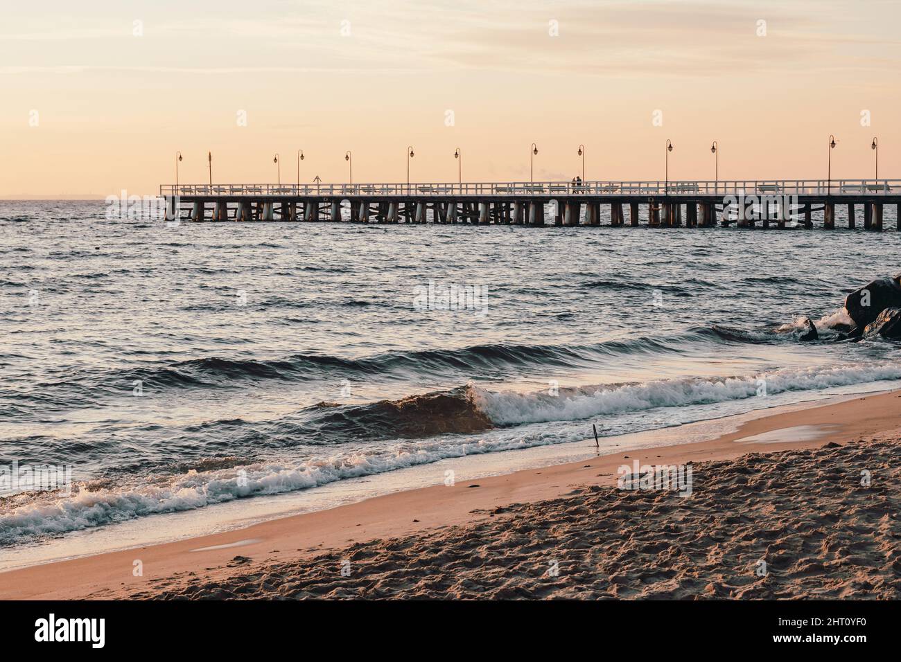 Gdynia Orlowo beach in the morning. Baltic Sea, Poland Stock Photo - Alamy