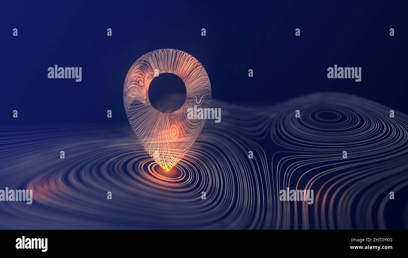 Geolocation target. 3d city geo-target and localization background. 3D ...