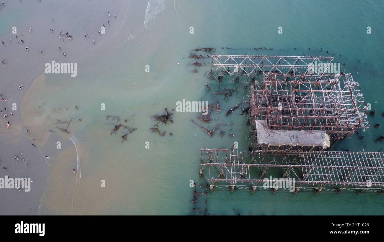 Aerial view of Brighton West Pier in England, the UK Stock Photo - Alamy