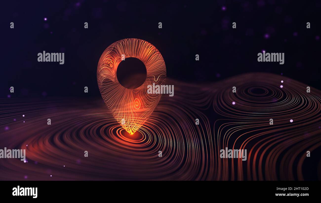 Geolocation target. 3d city geo-target and localization background. 3D ...