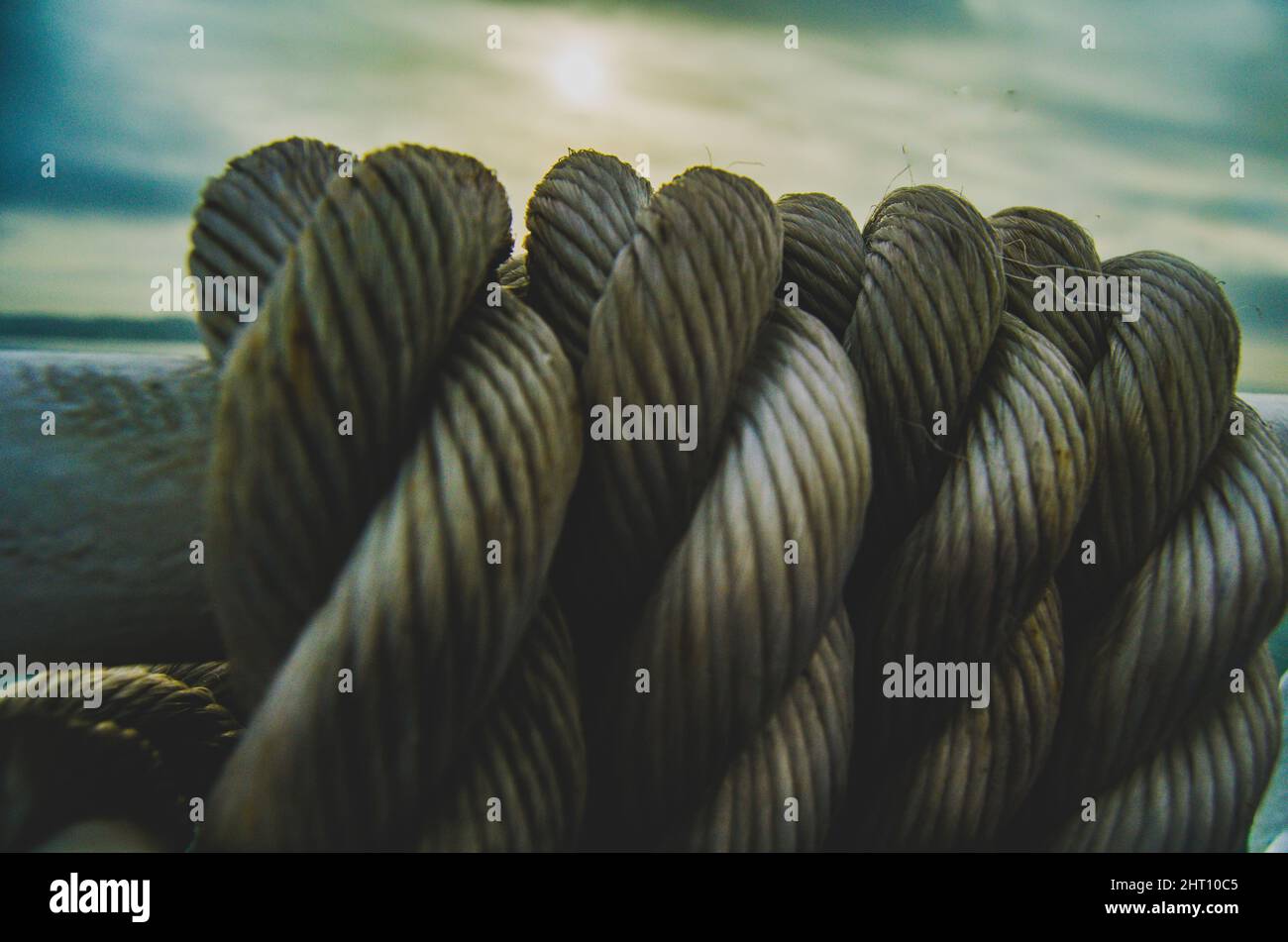 Closeup shot of a rope of a ship Stock Photo - Alamy