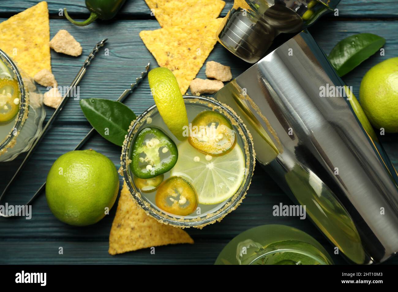 Concept of drink with Jalapeno cocktail, top view Stock Photo - Alamy
