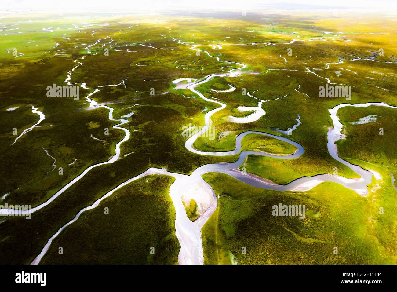 Aerial view of a meandering river Stock Photo - Alamy
