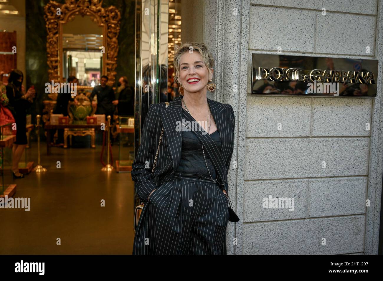 Milan, Italy. 26th Feb, 2022. Milan, SHARON STONE arrives in the Dolce ...