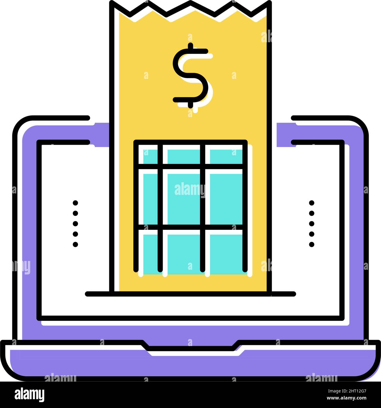 purchase report discharge laptop screen color icon vector illustration ...