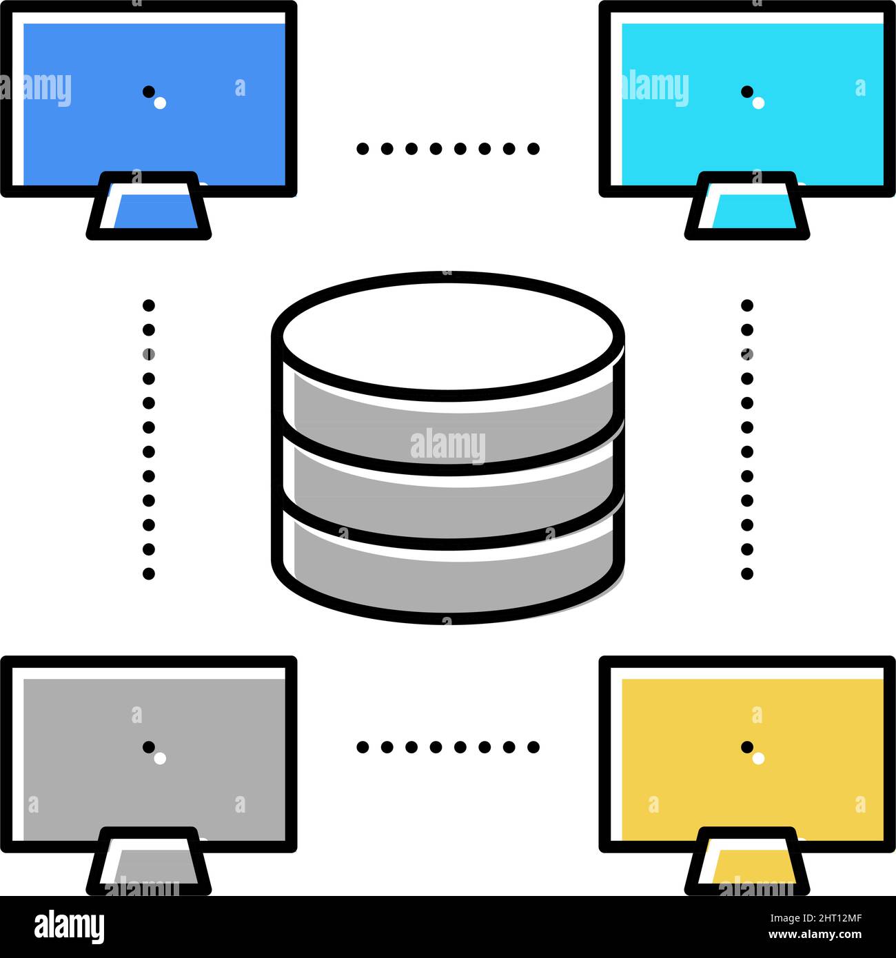 network working digital processing color icon vector illustration Stock ...