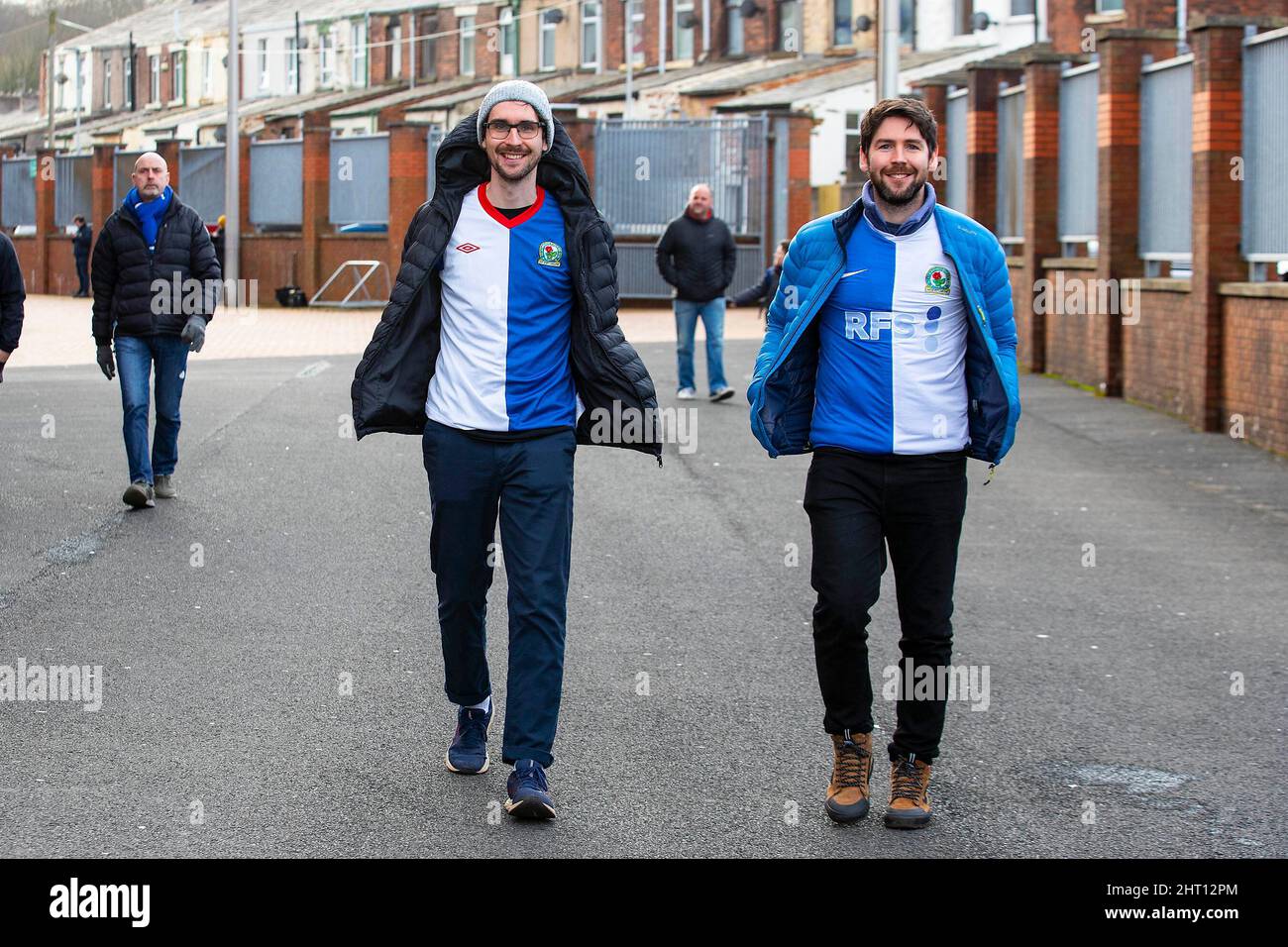 Blackburn Rovers fans arriving at Ewood Park Stock Photo - Alamy