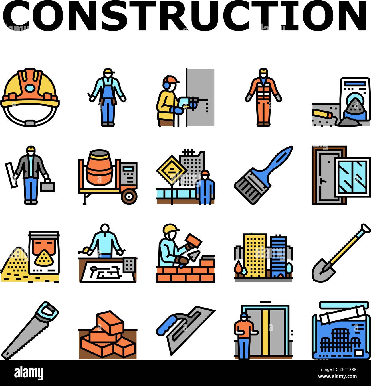 Construction Building And Repair Icons Set Vector Stock Vector Image ...