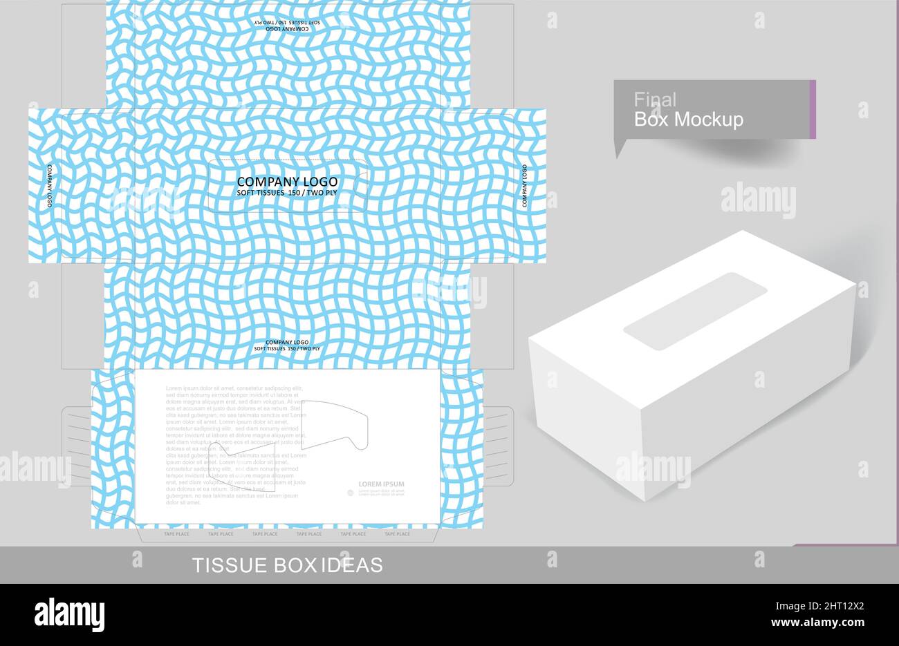 Wavy lines tissue box, template for business purpose. Place your text ...