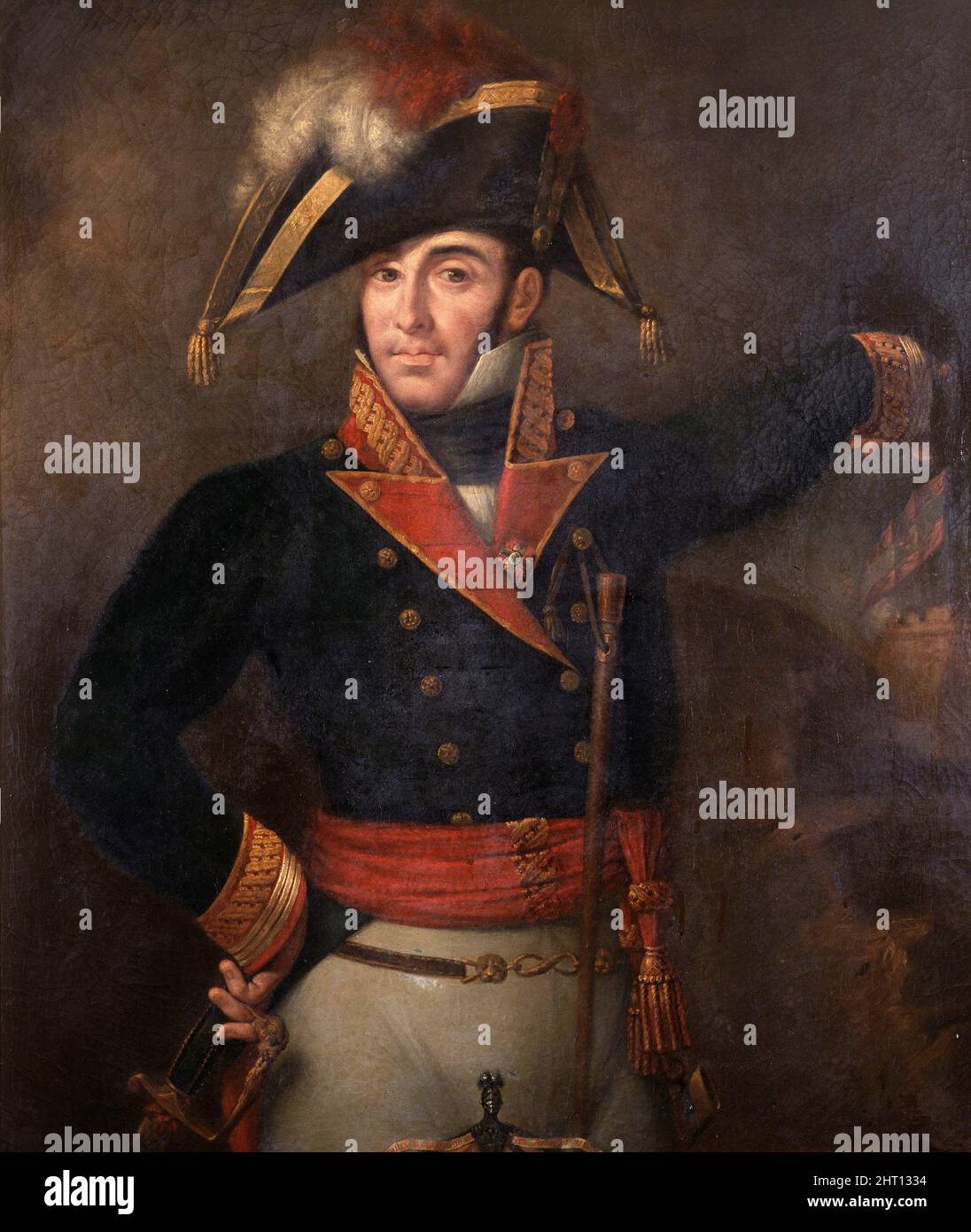 MENACHO , RAFAEL. MILITAR ESPAÑOL . 1766 - 1811. OLEO DE M . ROCA ...